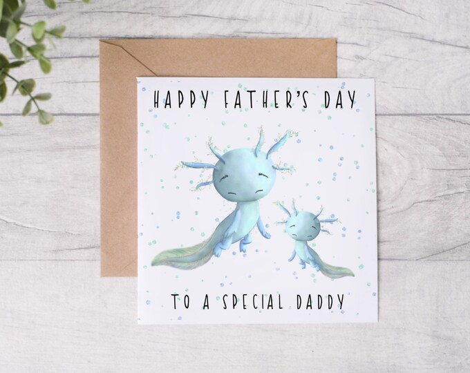 Axolotl Fathers Day Card, Fathers Day, Blank Card for Him, Mexican ...