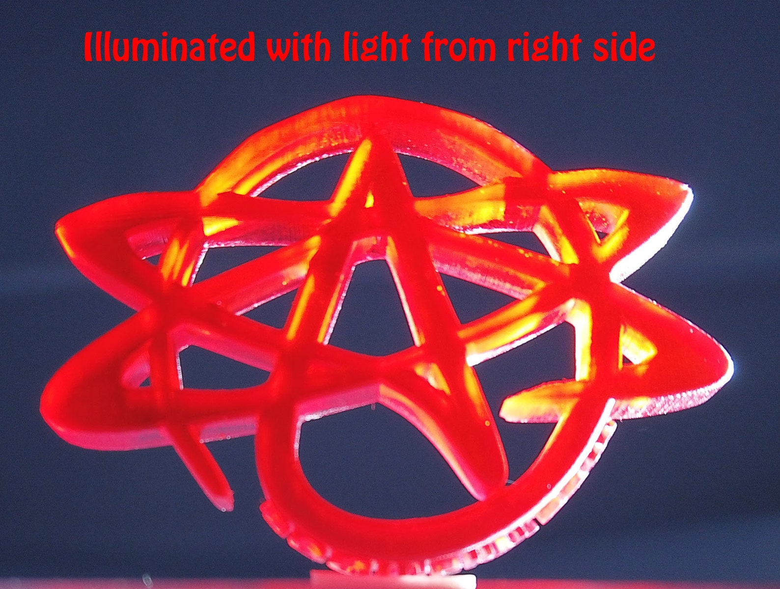 Atheist Atom Symbol Necklace Pendant Jewelry Translucent Cherry Red 3D ...