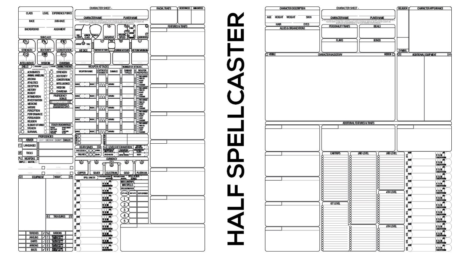 Character Sheet 5e: General Edition - Etsy