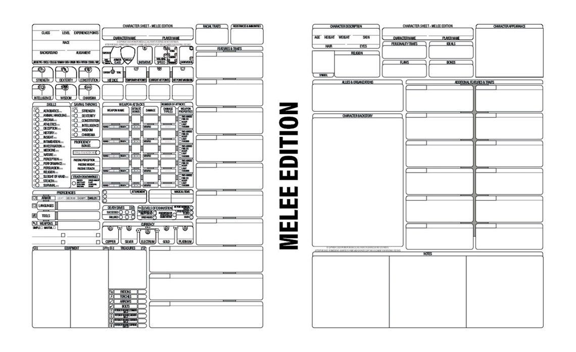 2020 Character Sheets: Five Sheet Edition - Etsy