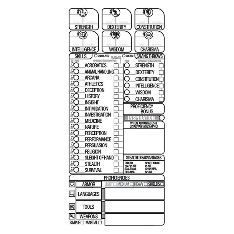 Character Sheet 5e: Rogue Edition - Etsy