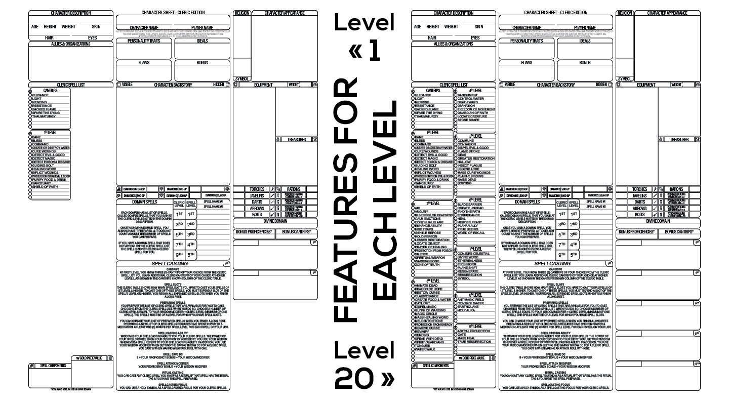 Character Sheet 5e: Cleric Edition - Etsy