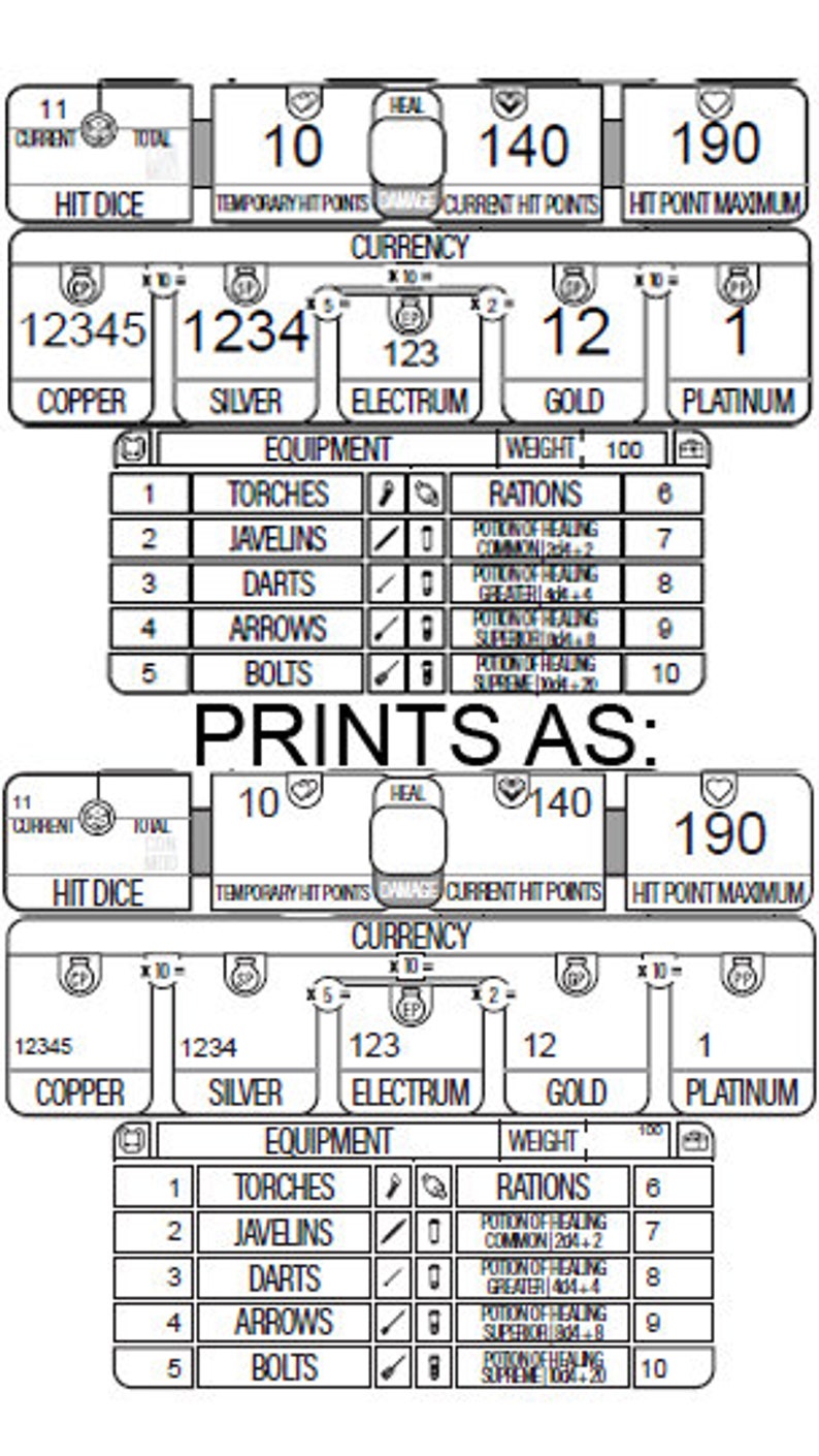 Character Sheet 5e: General Edition - Etsy
