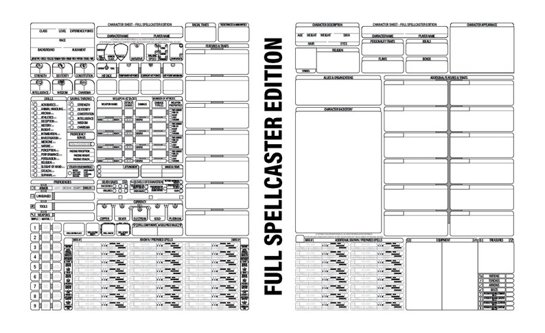 2020 Character Sheets: Five Sheet Edition - Etsy