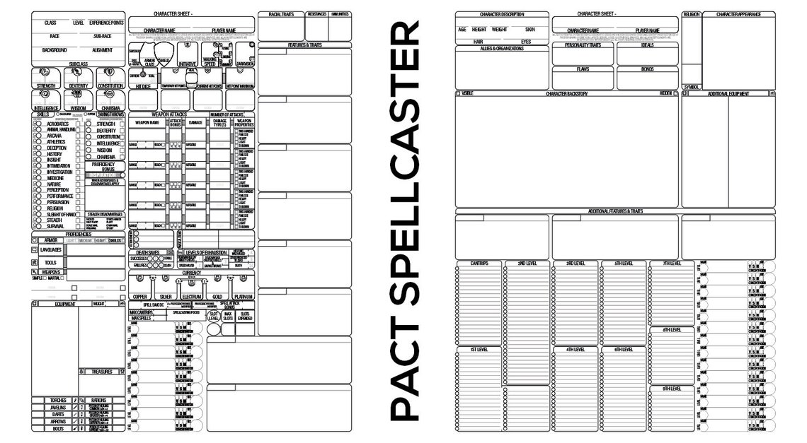 Character Sheet 5e: General Edition - Etsy