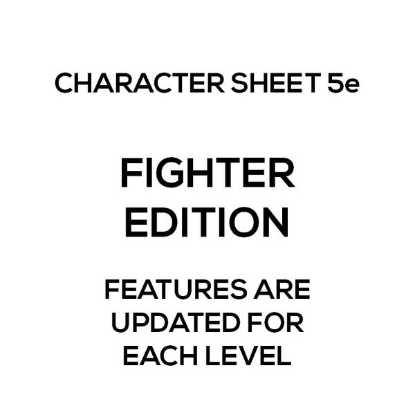 Dnd 5e Fighter Character Sheet - Etsy