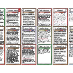 Single Spell Cards Cantrips - Etsy