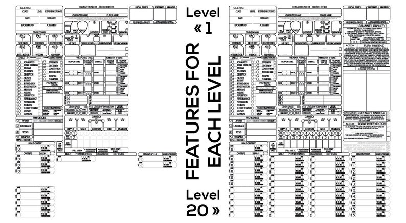 Character Sheet 5e: Cleric Edition - Etsy