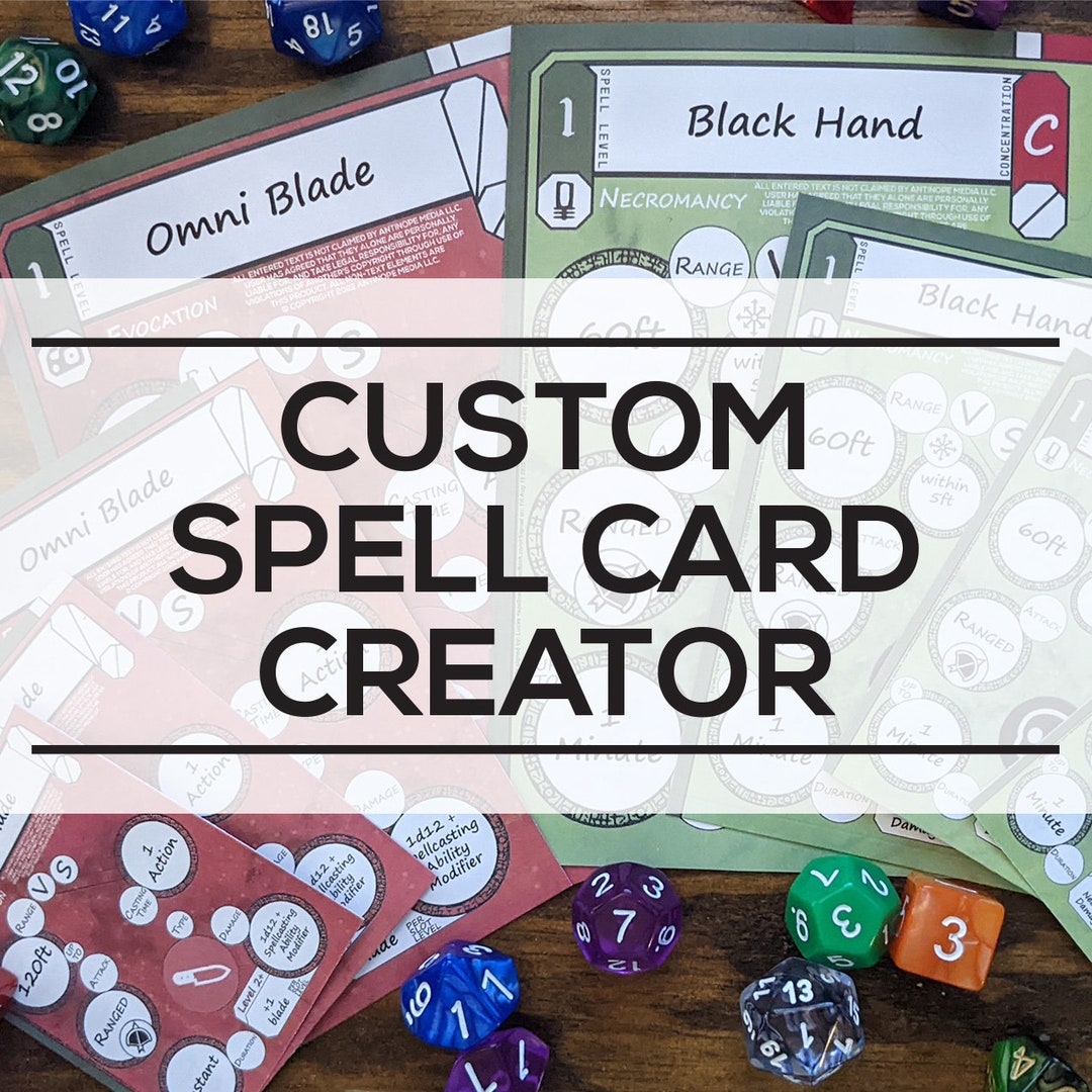 Custom Spell Cards 5e SRD5.1 - Etsy
