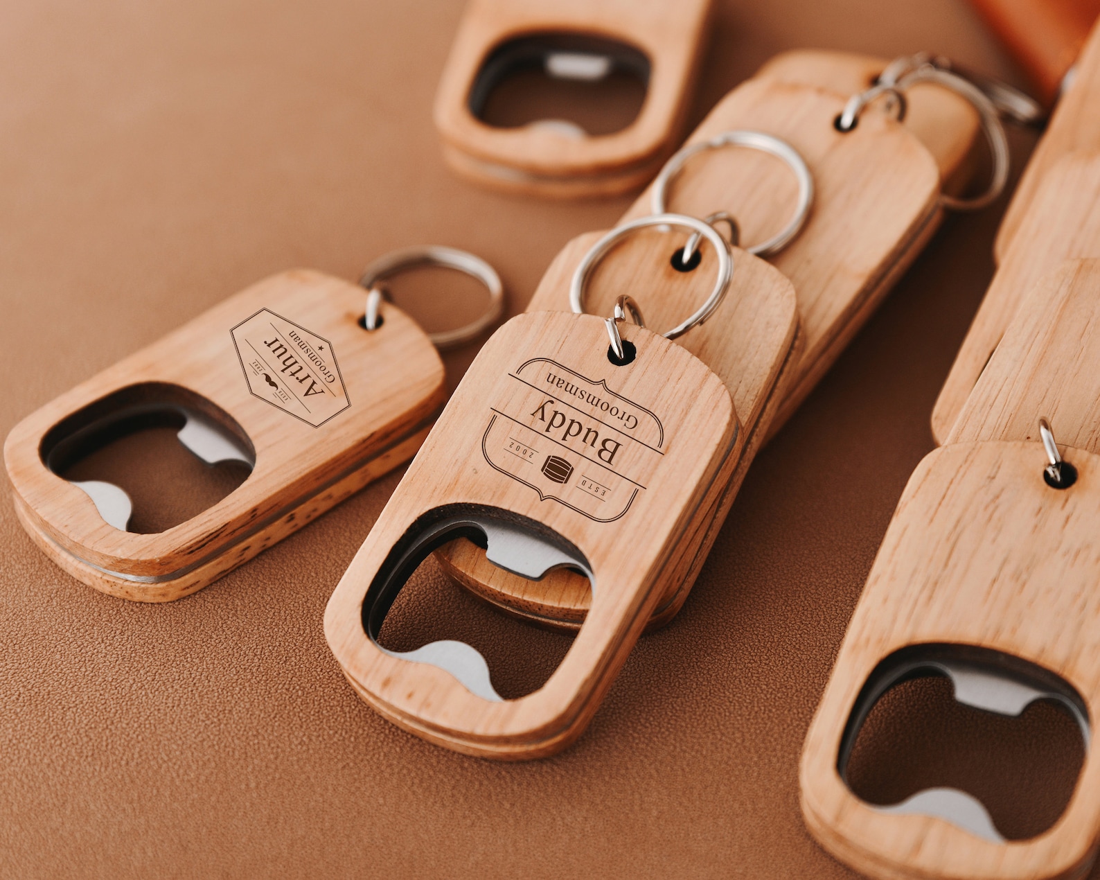 Custom Engraved Wood Keychain Bottle Opener Personalized Logo Keychain ...