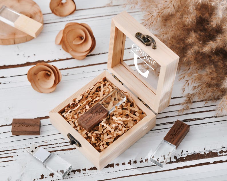 Personalized Wooden USB - Engraved Custom USB Stick - Weddings Gift Box ...