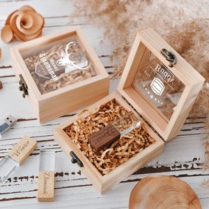 Personalized Wooden USB - Engraved Custom USB Stick - Weddings Gift Box ...