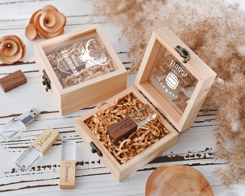 Personalized Wooden USB - Engraved Custom USB Stick - Weddings Gift Box ...