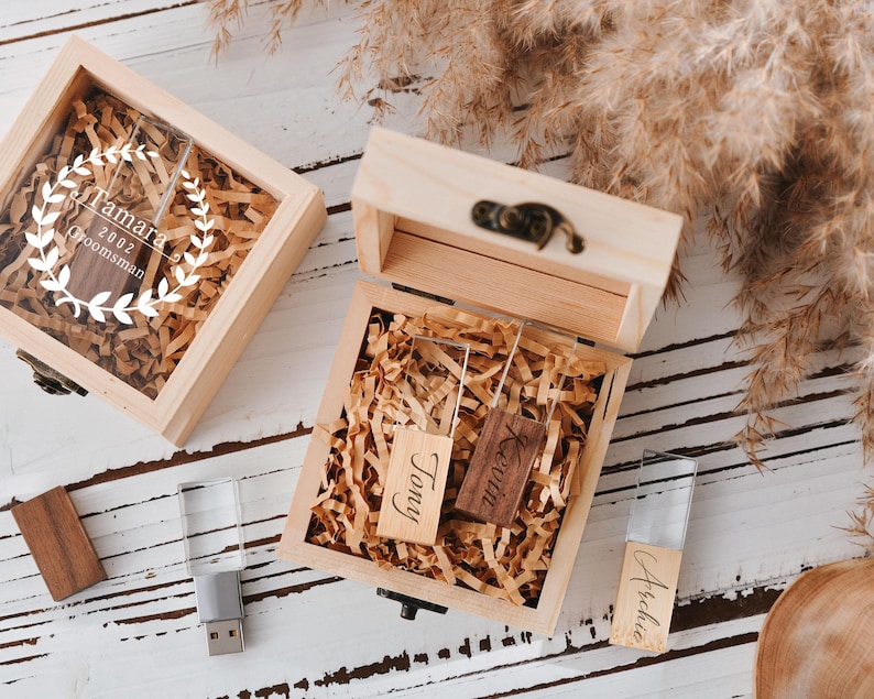 Personalized Wooden USB - Engraved Custom USB Stick - Weddings Gift Box ...