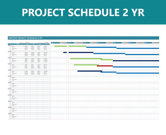 Master Project Schedule 2 Yr Gantt | Etsy