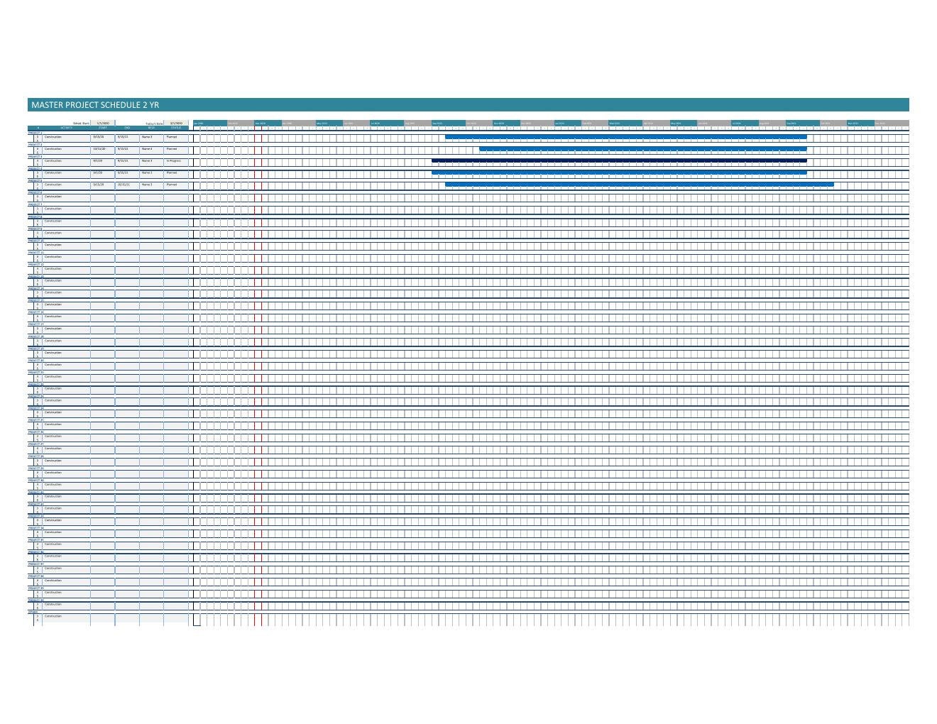 Master Project Schedule 2 Yr Gantt - Etsy