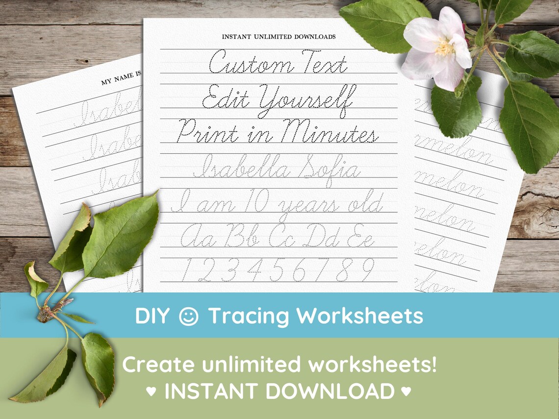 Cursive Handwriting Practice Sheet, Custom Name Tracing Worksheet ...