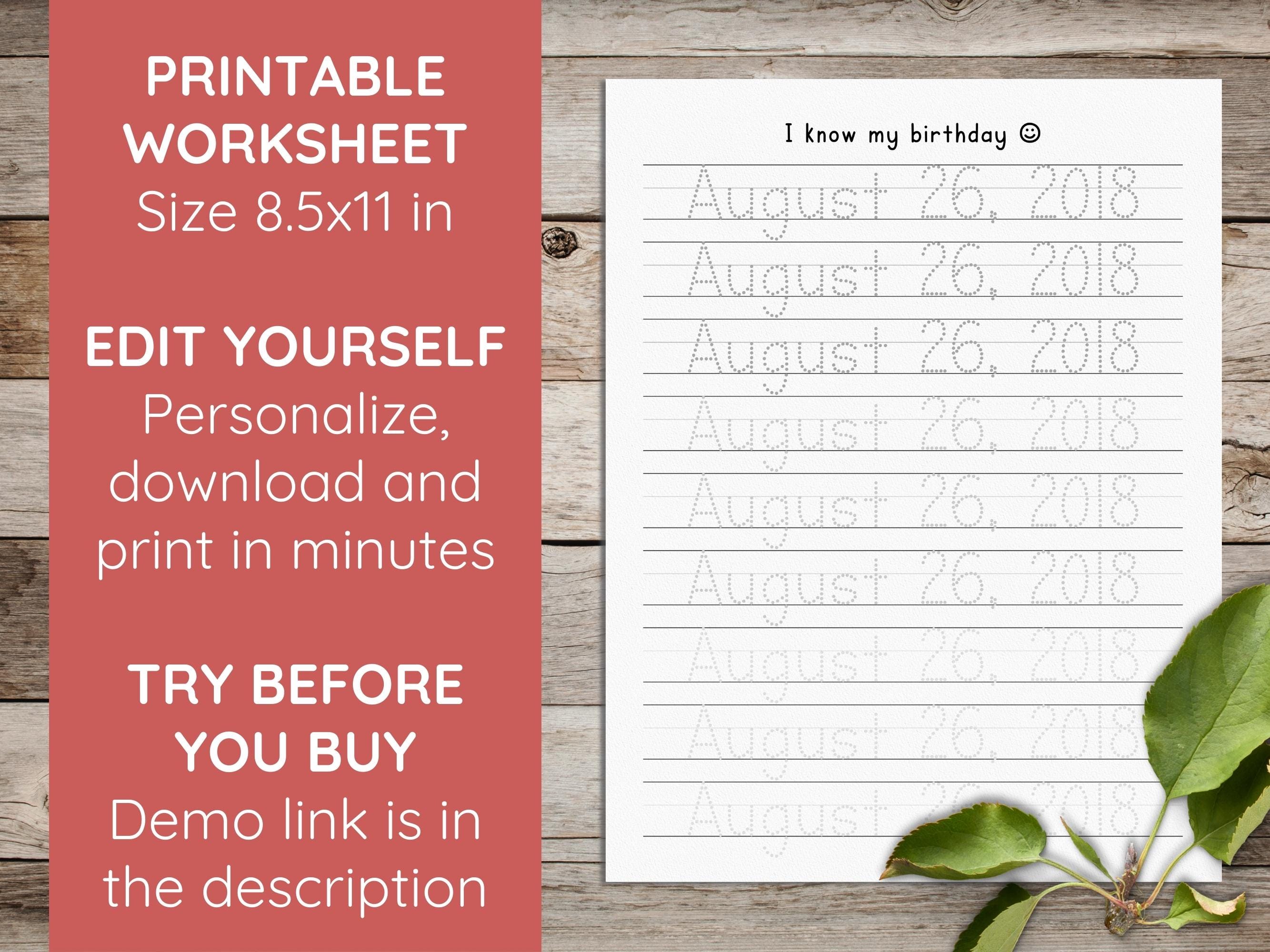 Custom Name Tracing Worksheet, Personalized Handwriting Practice Sheets ...