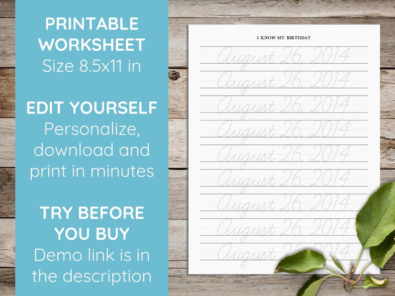 Cursive Handwriting Practice Sheet, Custom Name Tracing Worksheet ...