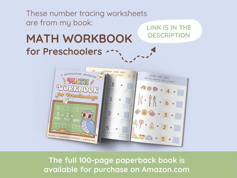 Preschool Number Worksheets, Number Tracing 1-10, Pre-k Math Workbook ...