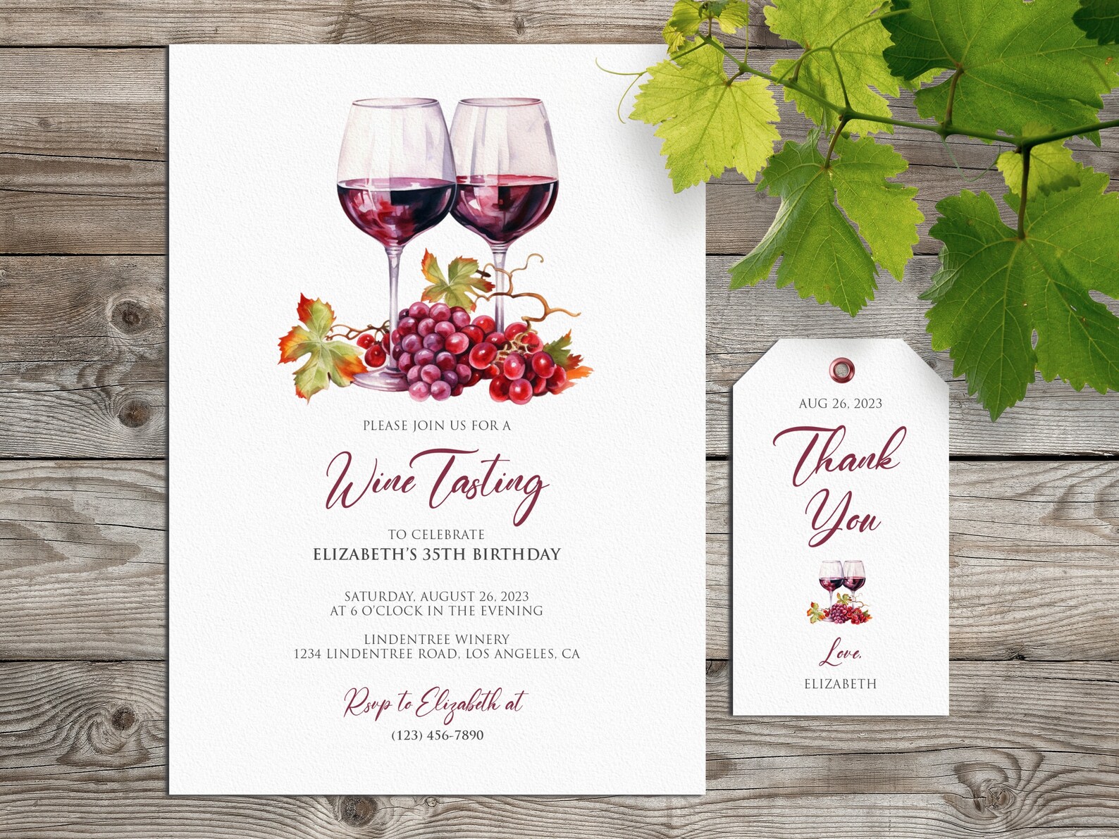Wine Tasting Birthday Invitation W/ Favor Tag, Aged to Perfection Party ...