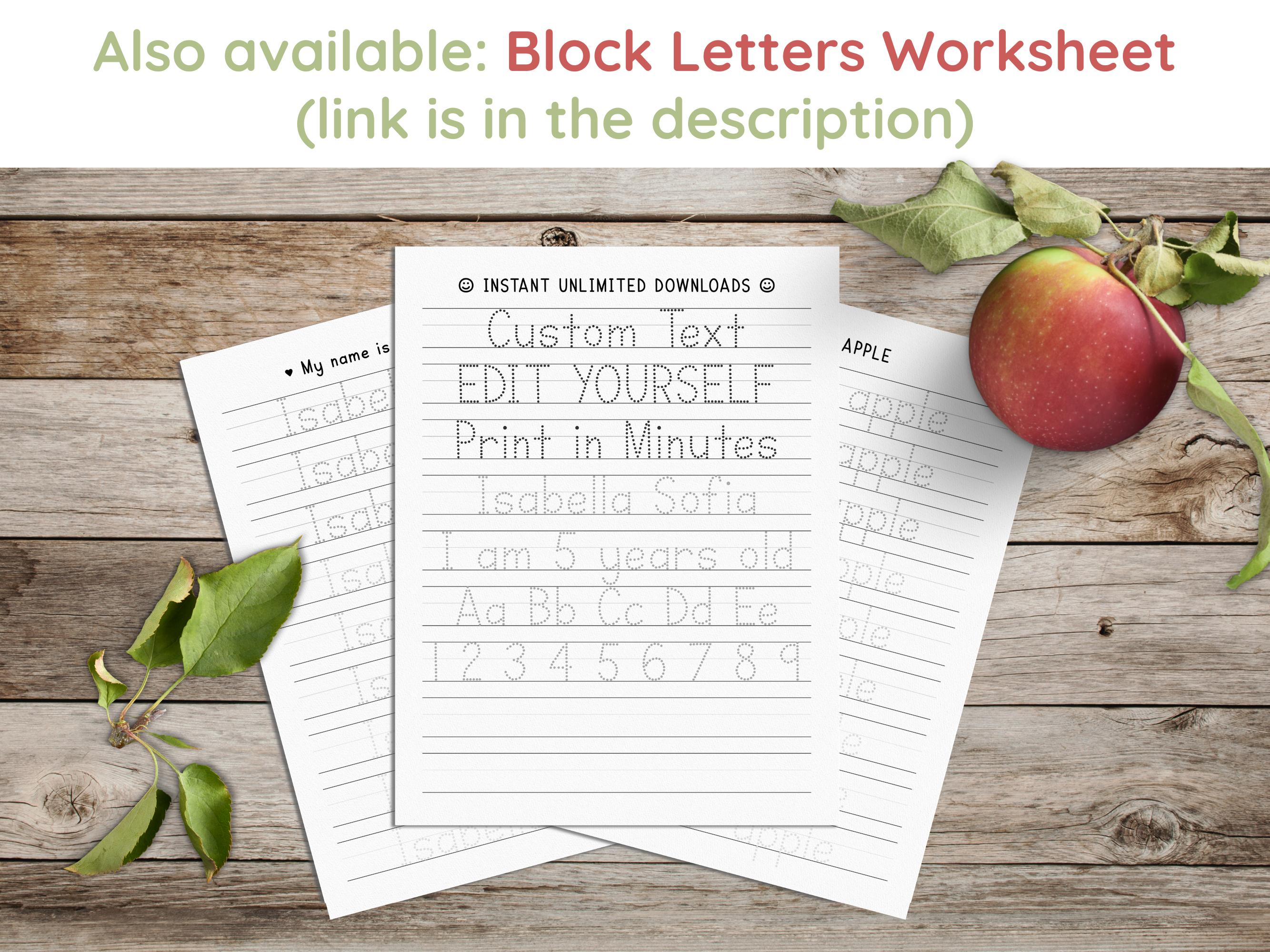 Cursive Handwriting Practice Sheet, Custom Name Tracing Worksheet ...