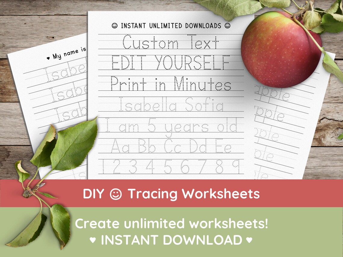 Custom Name Tracing Worksheet, Personalized Handwriting Practice Sheets ...