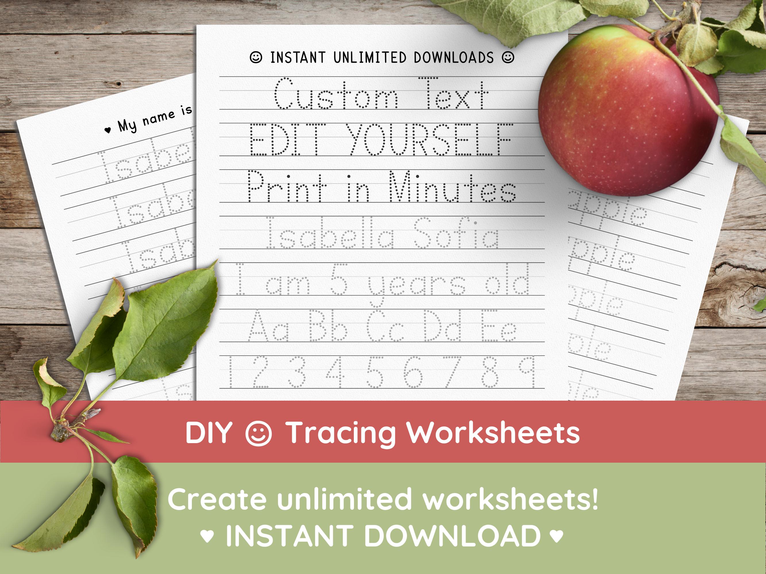Custom Name Tracing Worksheet, Personalized Handwriting Practice Sheets ...