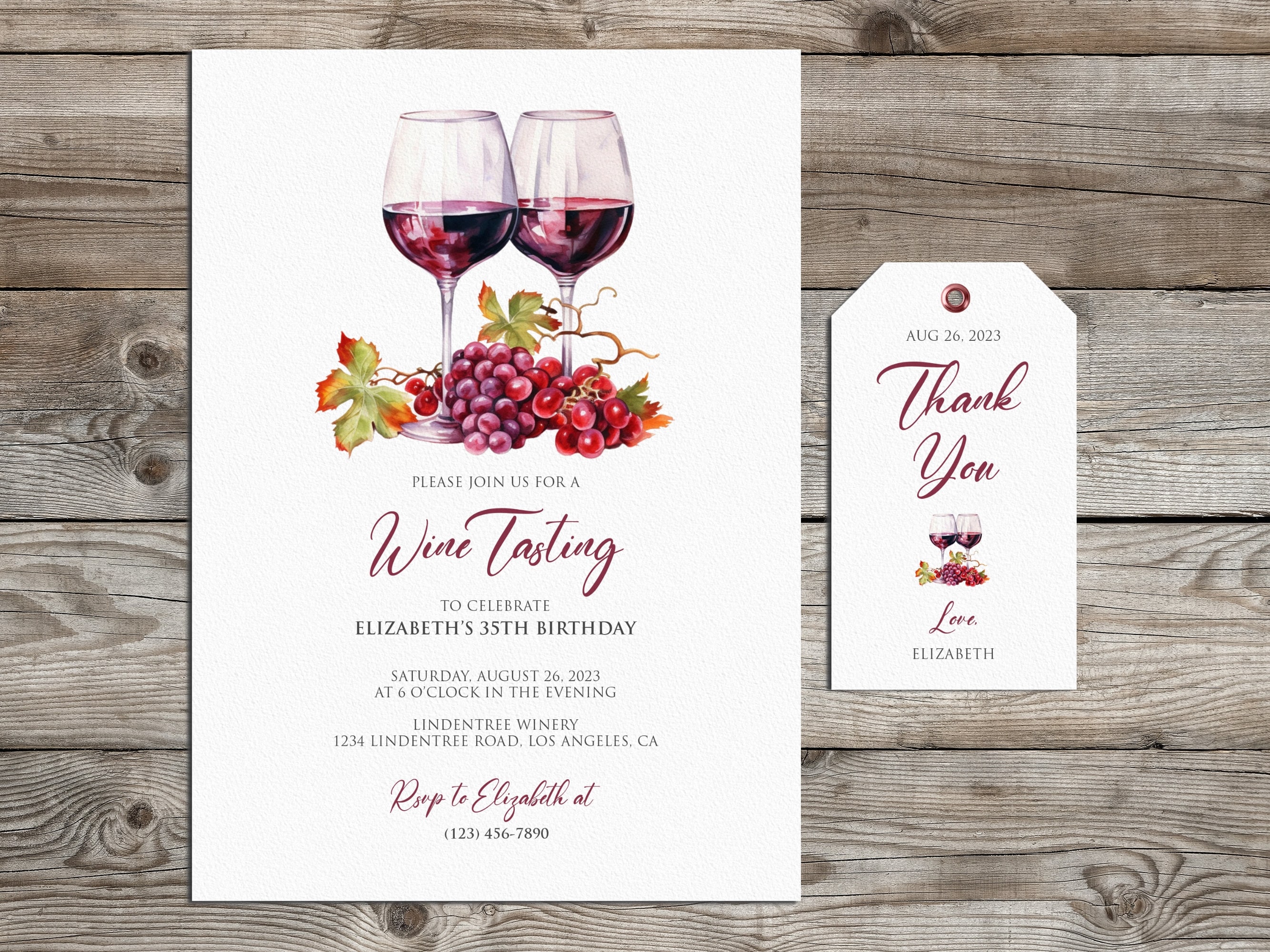 Wine Tasting Birthday Invitation W/ Favor Tag, Aged to Perfection Party ...