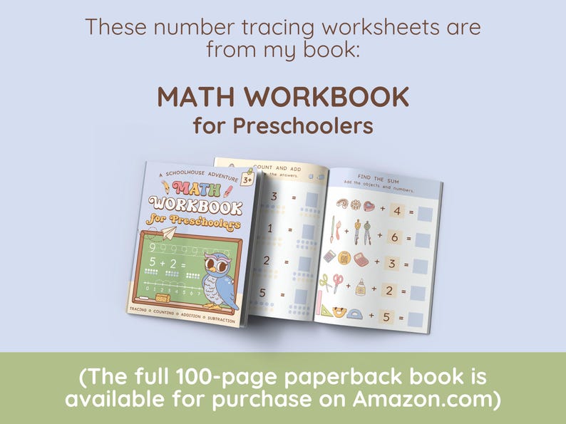 Preschool Number Worksheets, Number Tracing 1-10, Pre-k Math Workbook ...