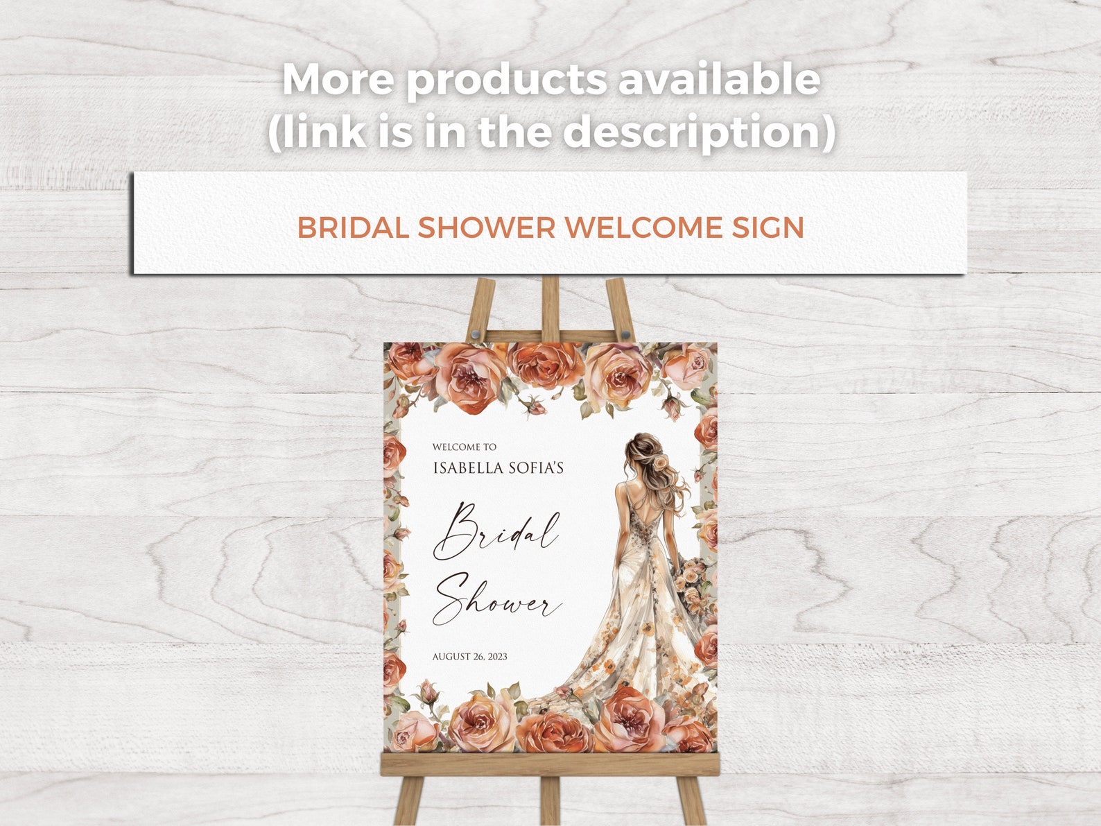 Floral Bridal Shower Invitation W/ Thank You Tag, Terracotta Roses ...