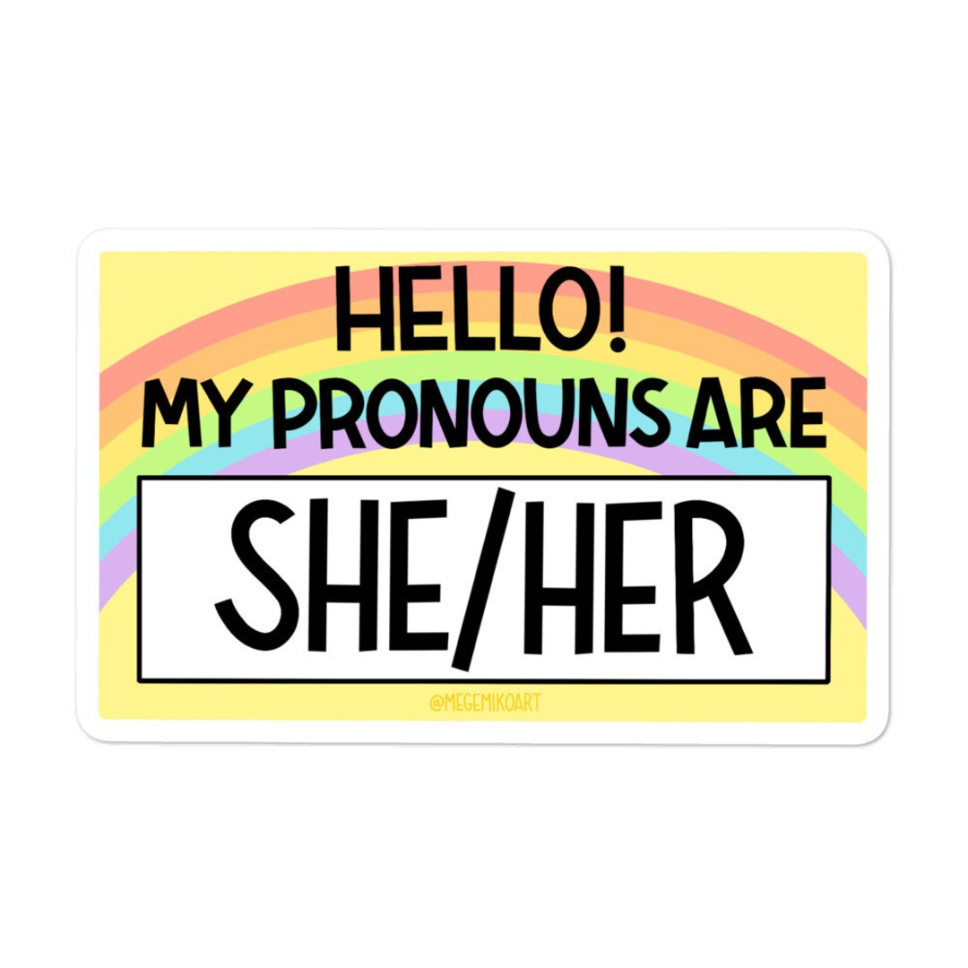 SHE/HER Name-tag Sticker - Etsy
