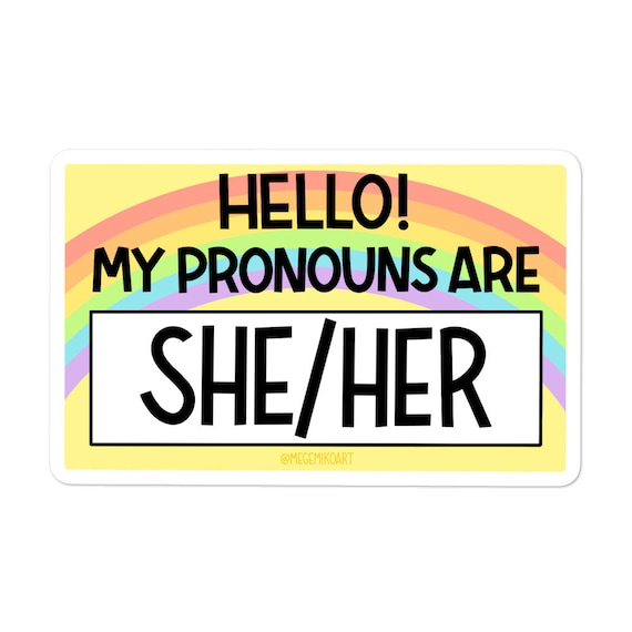 SHE/HER Name-tag Sticker - Etsy