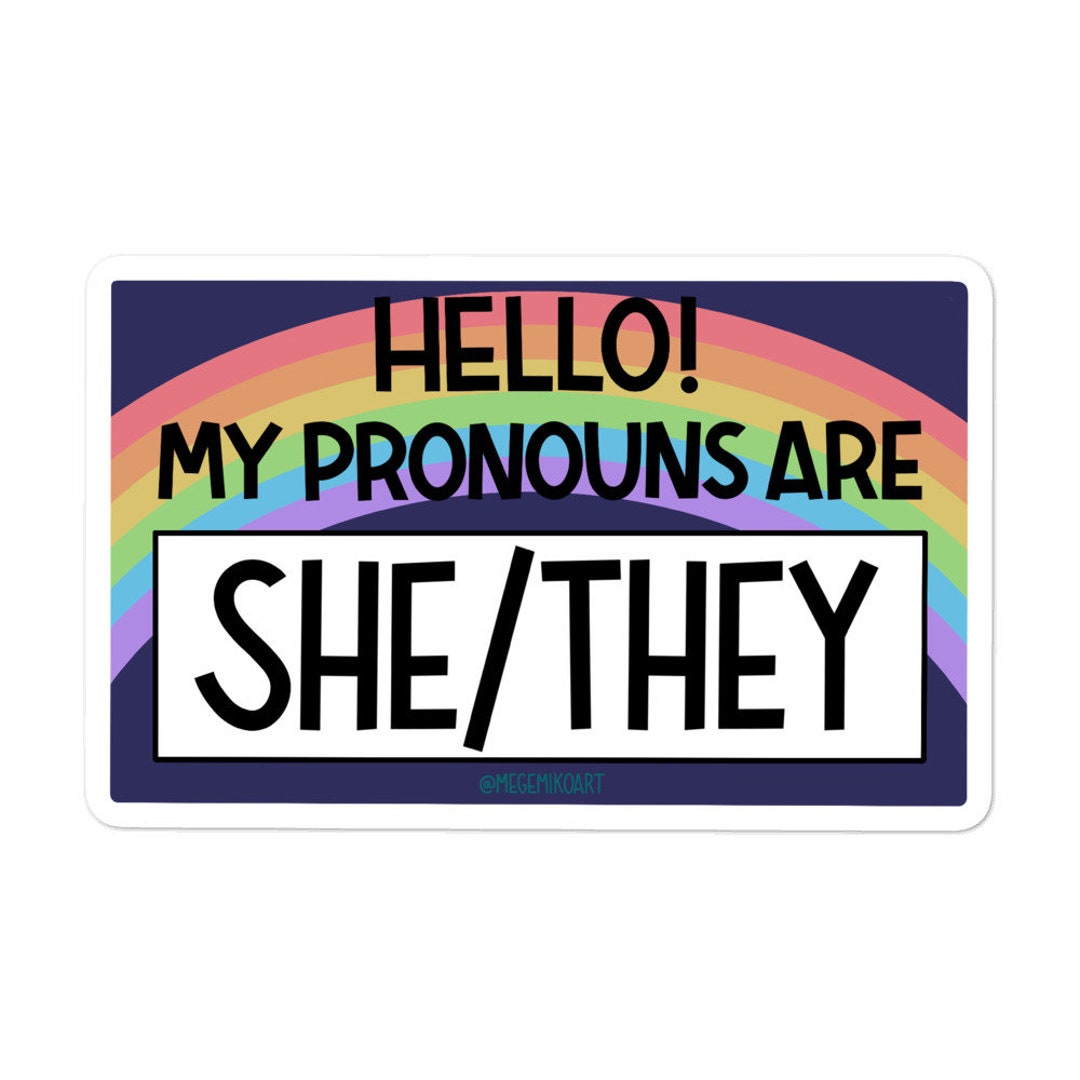 SHE/THEY Name-tag Sticker - Etsy