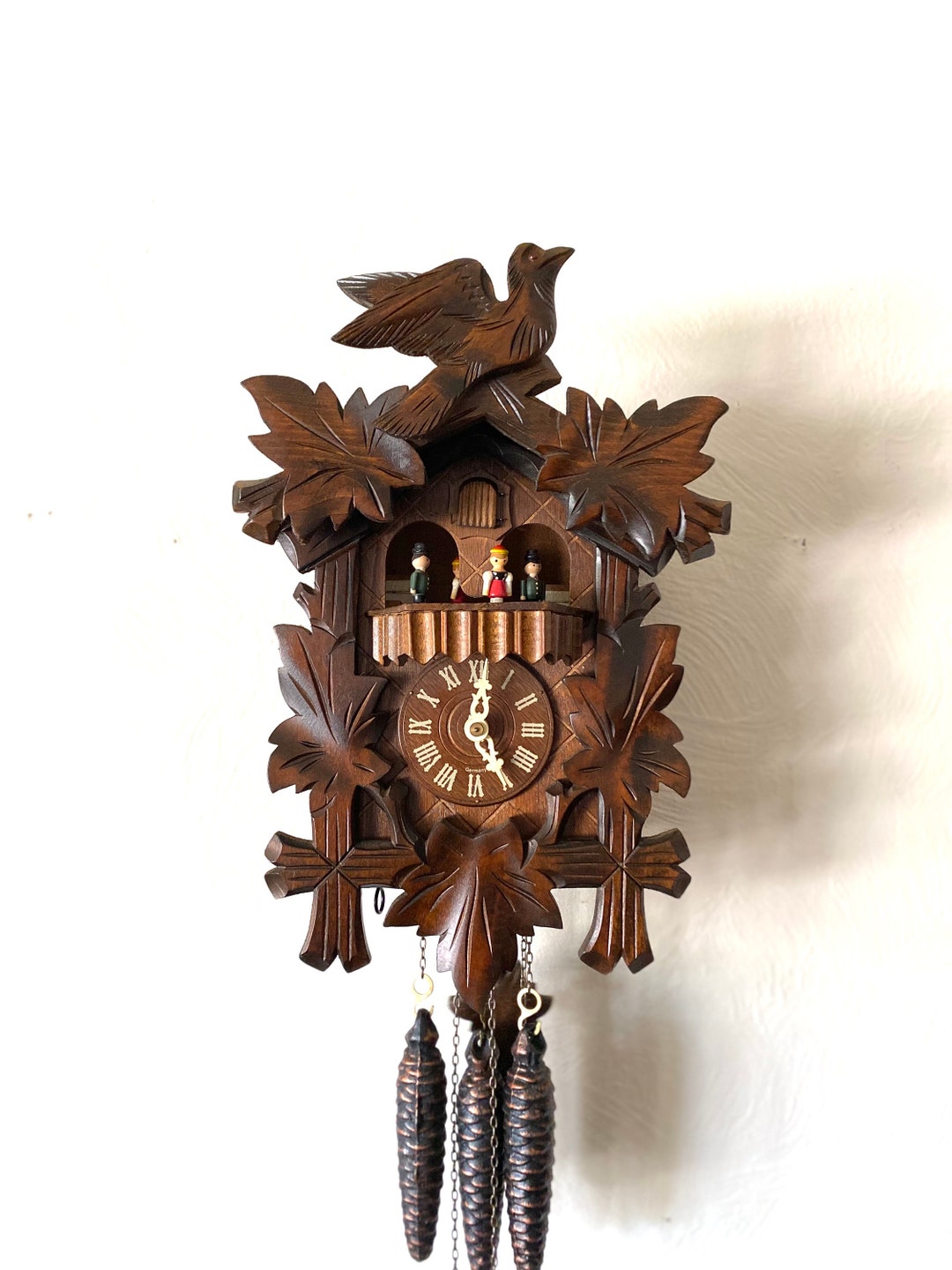 Works Great Musical leaf and Loon Style Cuckoo Clock, Made in Black ...