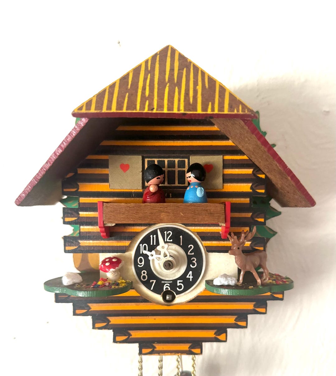 Vintage Chalet Style “kissing Sweethearts”novelty Cuckoo Clock. Moving ...