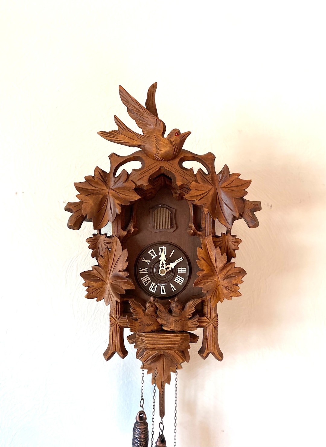 GORGEOUS, LARGE Working, Vintage Birds in the Nest Style Cuckoo Clock ...