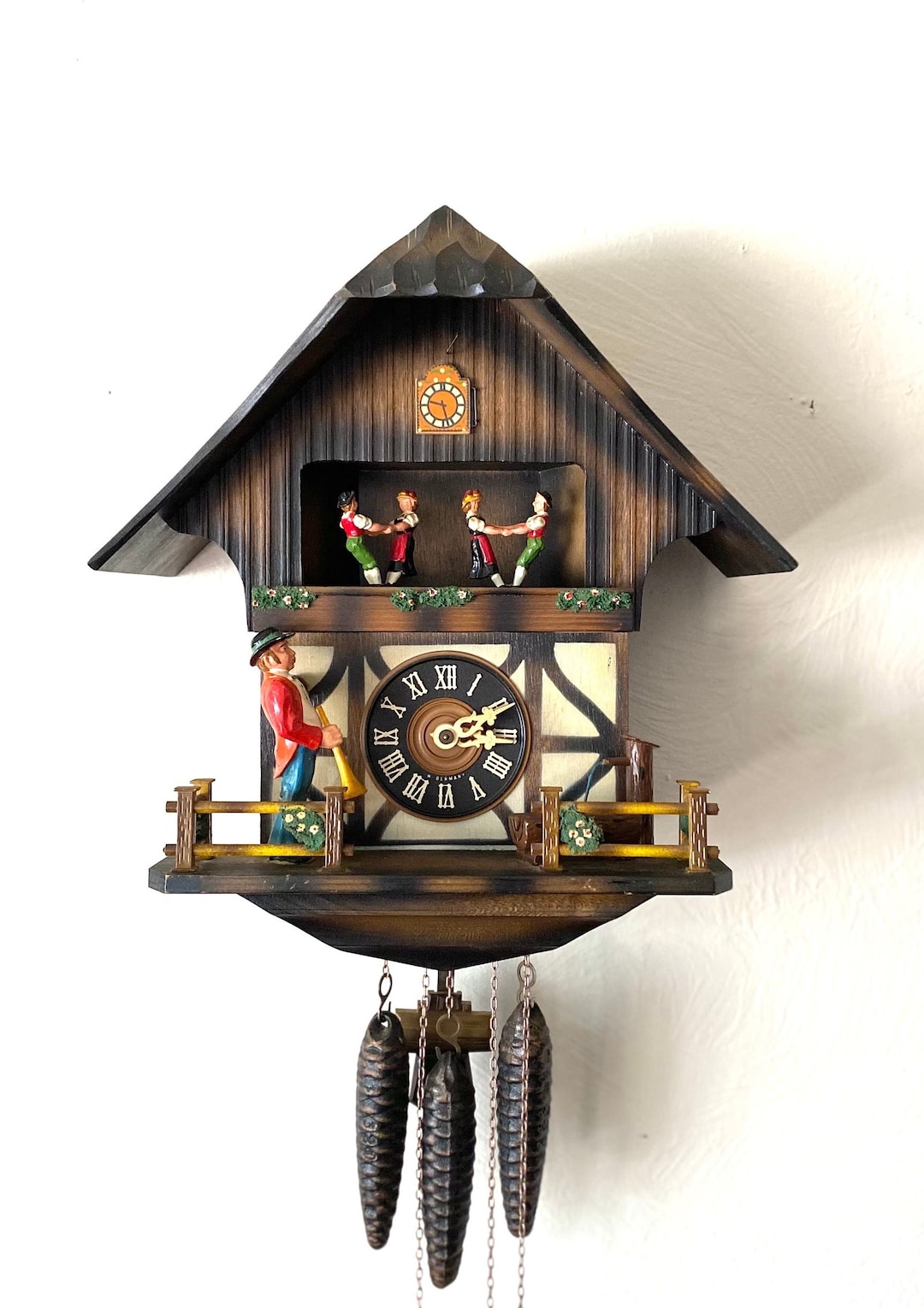 Darling, Vintage, Musical horn Player Cuckoo Clock. Made in West ...
