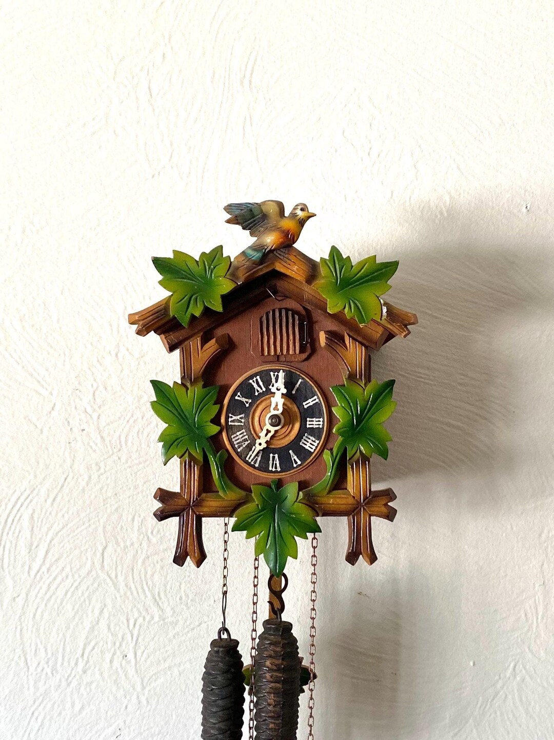 Darling! 1940’s Vintage Cuckoo Clock. Darling Colorful “leaf and Loon ...