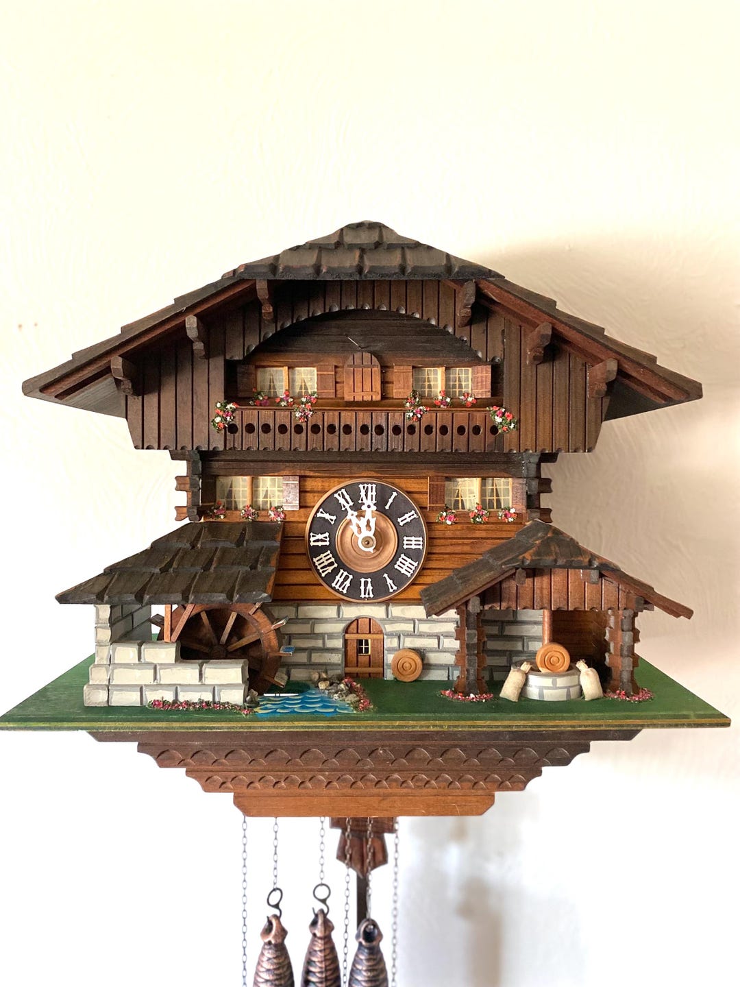 VERY LARGE* Vintage, Musical Waterwheel Chalet Cuckoo Clock. Made in ...