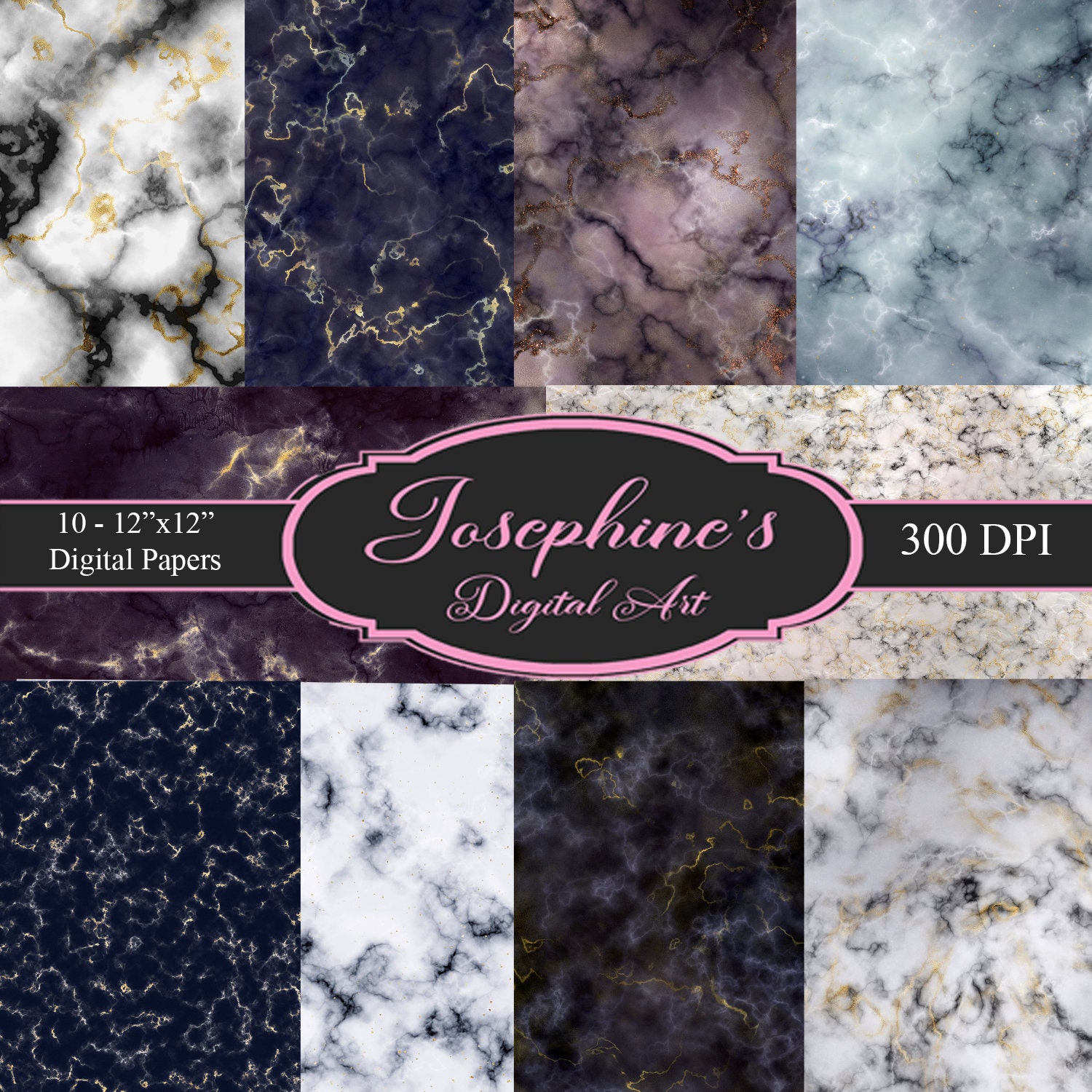 14 Designs Instant Download Files Marble Digital Paper Black and White ...