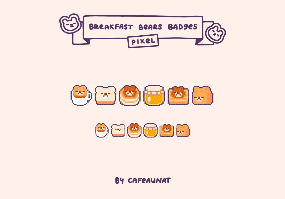 Breakfast Bears Pixel Badges Bundle — Premade for Twitch - Etsy