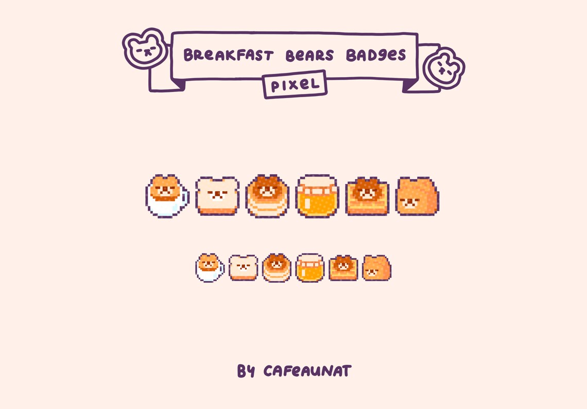 Breakfast Bears Pixel Badges Bundle — Premade for Twitch - Etsy