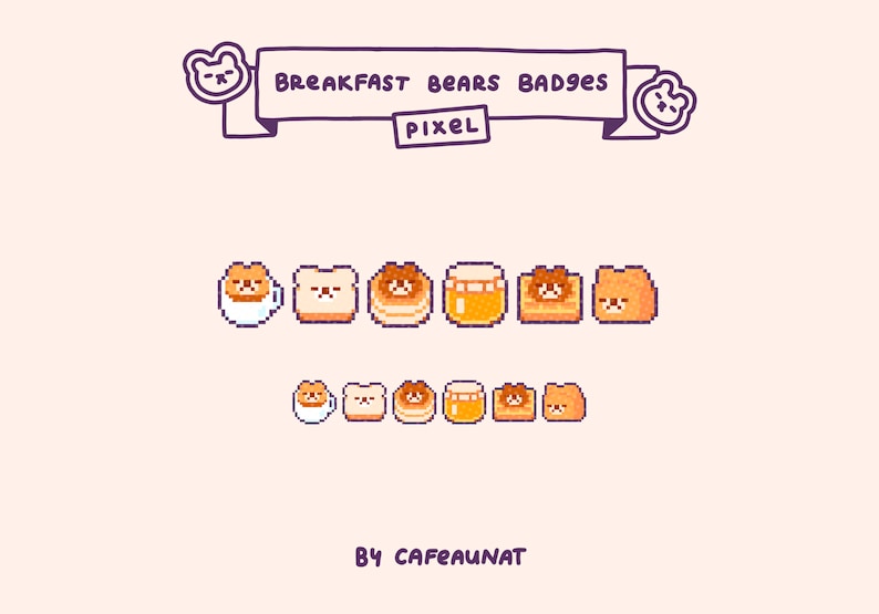Breakfast Bears Pixel Badges Bundle — Premade for Twitch - Etsy