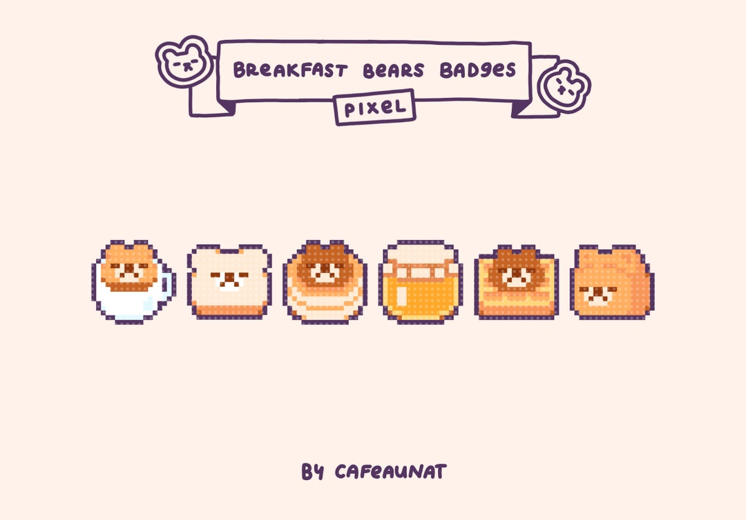 Breakfast Bears Pixel Badges Bundle Premade for Twitch - Etsy