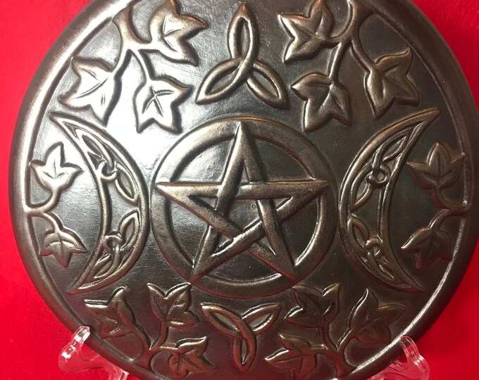 Triple Moon Plaque With Pentacle Wiccan, Pagan, Hanging Ornament - Etsy