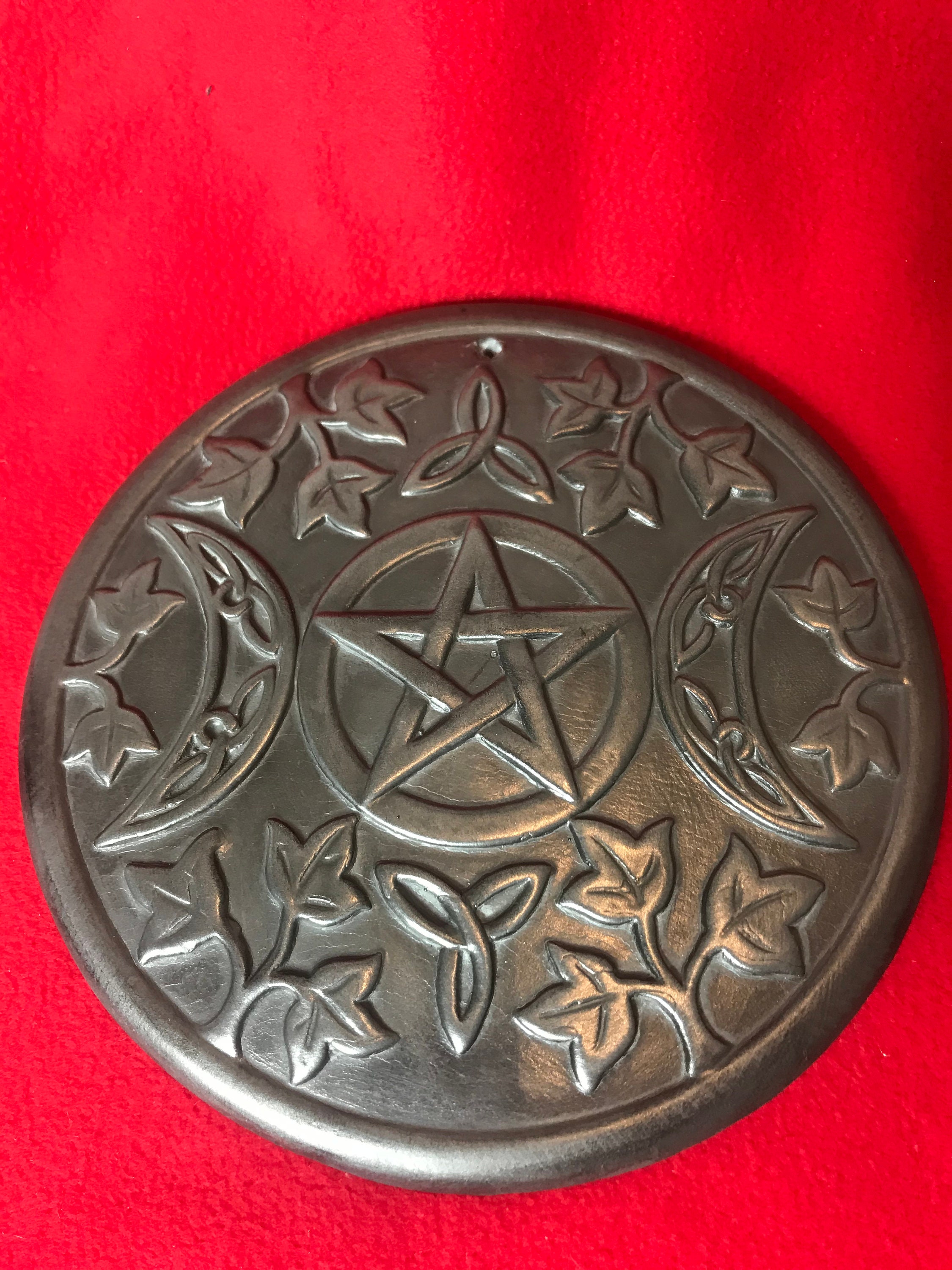Triple Moon Plaque With Pentacle Wiccan Pagan Hanging - Etsy