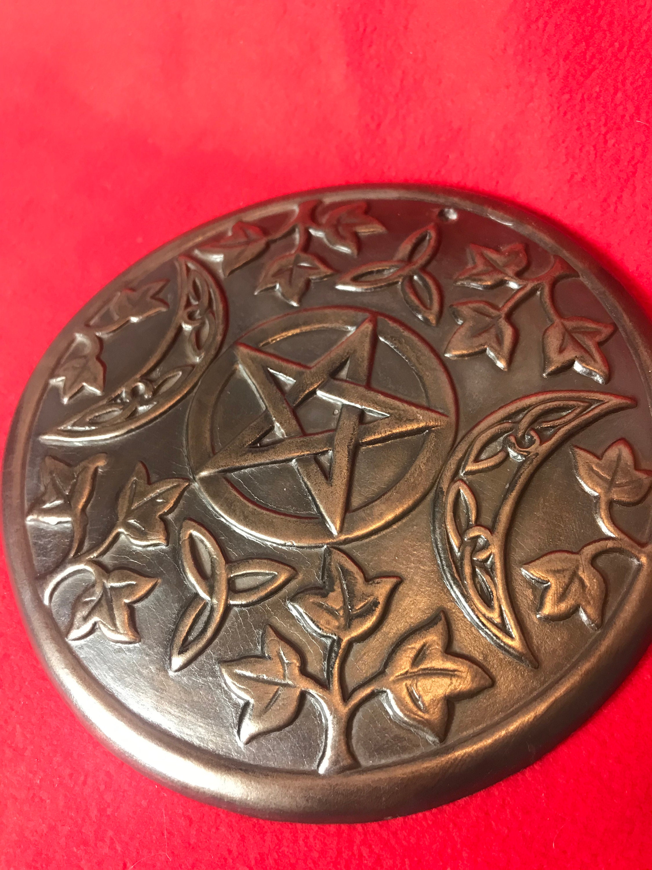 Triple Moon Plaque With Pentacle Wiccan Pagan Hanging | Etsy