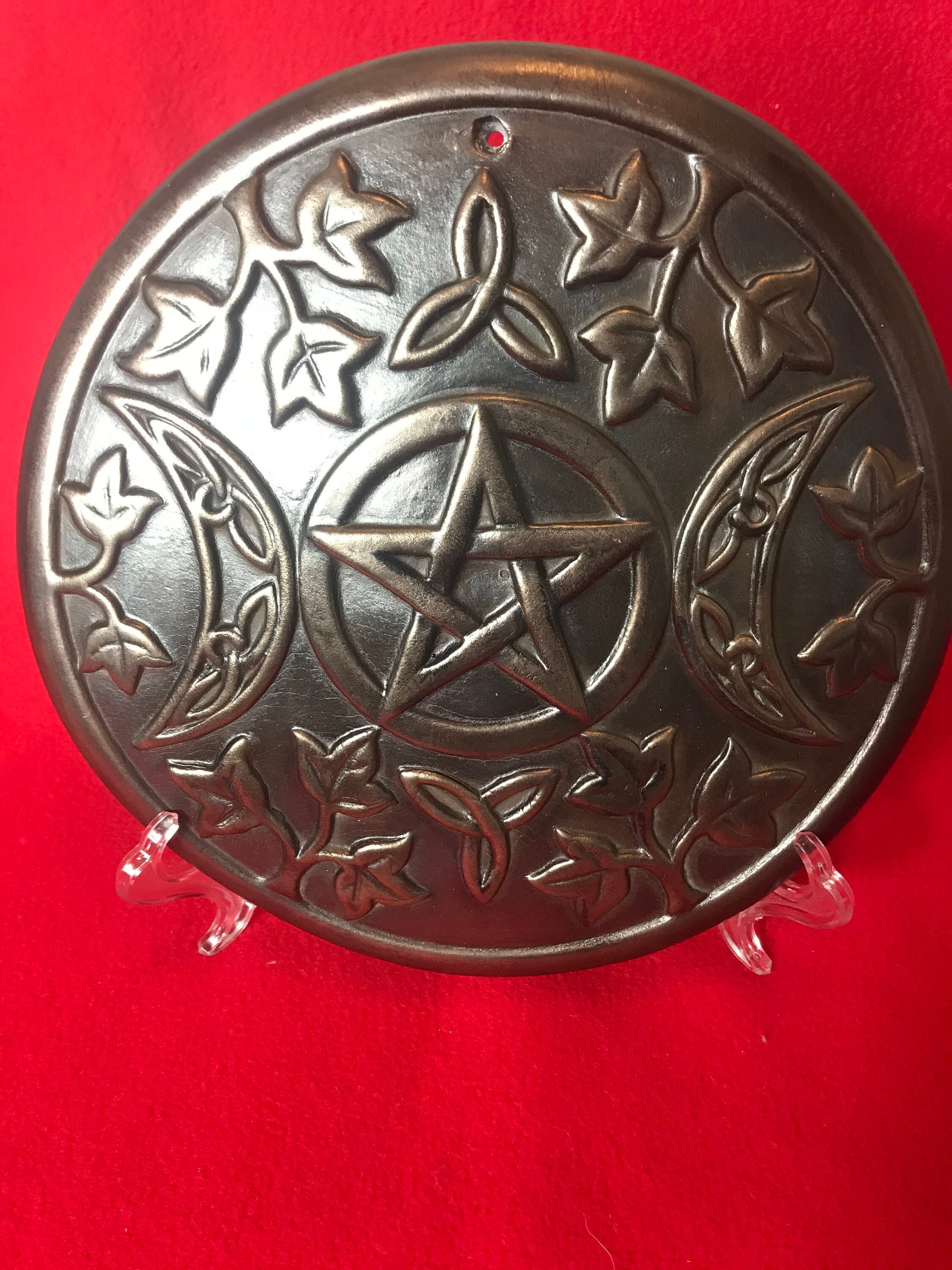 Triple Moon Plaque With Pentacle Wiccan Pagan Hanging - Etsy