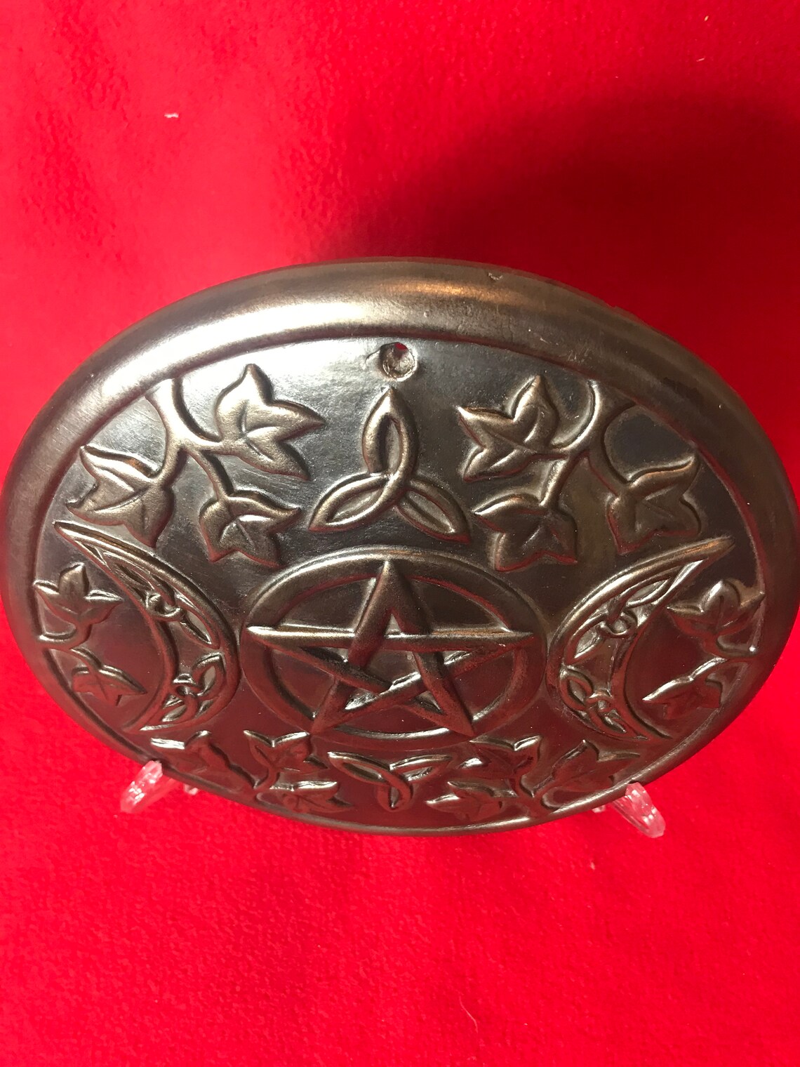 Triple Moon Plaque With Pentacle Wiccan Pagan Hanging - Etsy